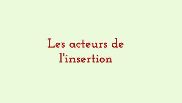 Les acteurs de l'insertion | Genially