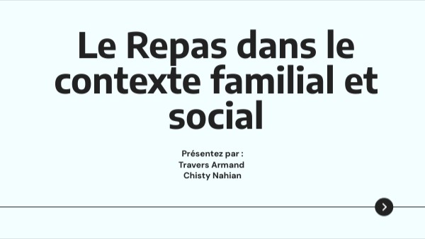 Le Repas dans le contexte familial et social | Genially