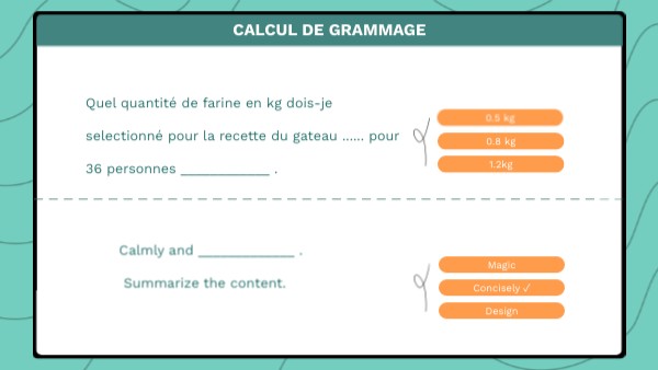 Calcul de grammage | Genially