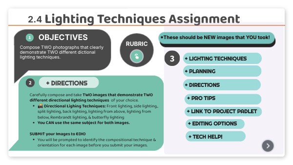 ACC 2.4 Lighting Techniques Assignment | Genially