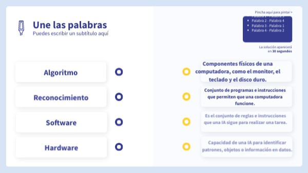 Une las palabras | Genially