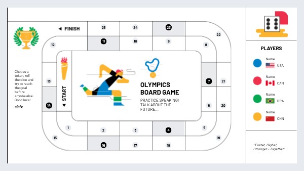 Group 4 - Olympics Board Game: Future Tenses Speaking Practice | Genially