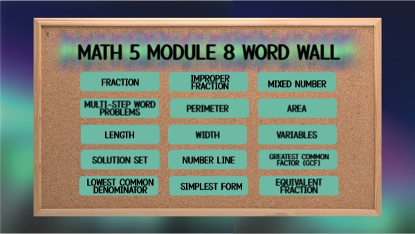Math 5 Module 8 Word Wall | Genially