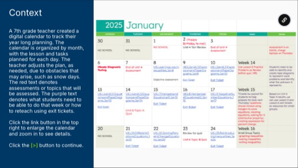 CF Planning Anchor: 7th Math Month Plan | Genially