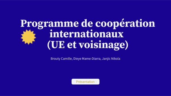 Programme de coopération internationaux (UE et voisin | Genially