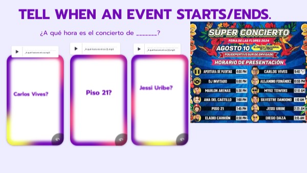 Tell when an event starts/ends. | Genially