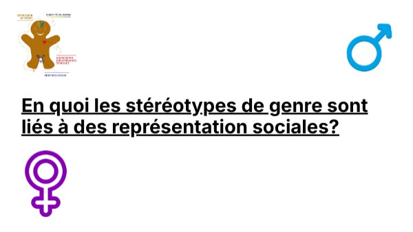 En quoi les stéréotypes de genre sont liés à des représentation ...