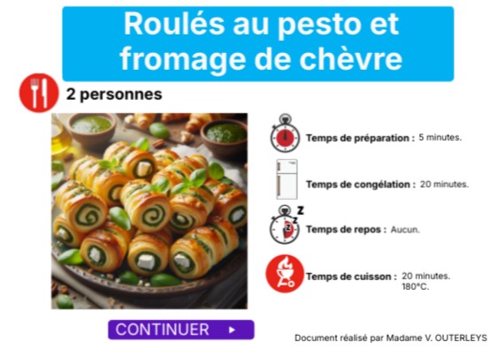 Roulés au pesto et fromage de chèvre | Genially