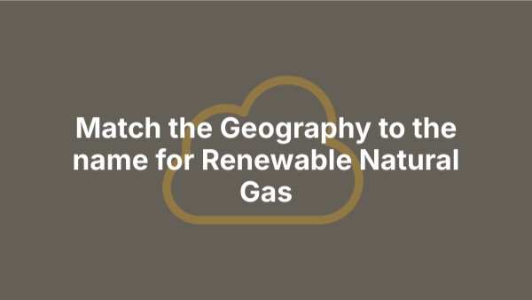Match the Geography to the name for Renewable Natural Gas | Genially