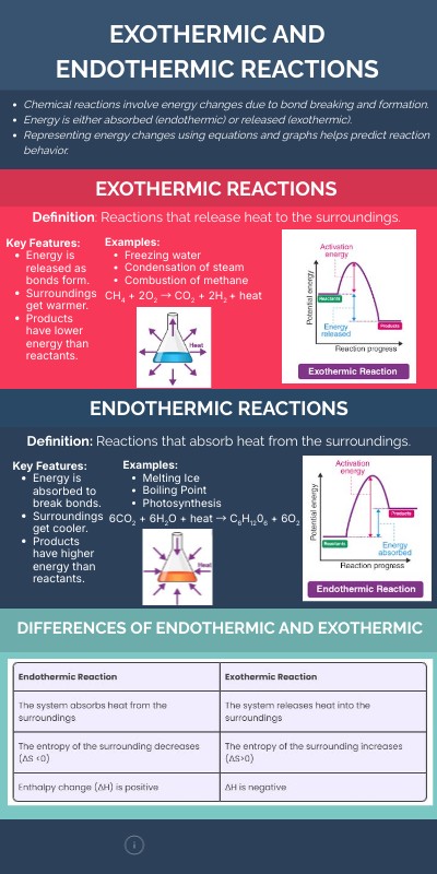 Exothermic and endothermic reactions Infographic | Genially