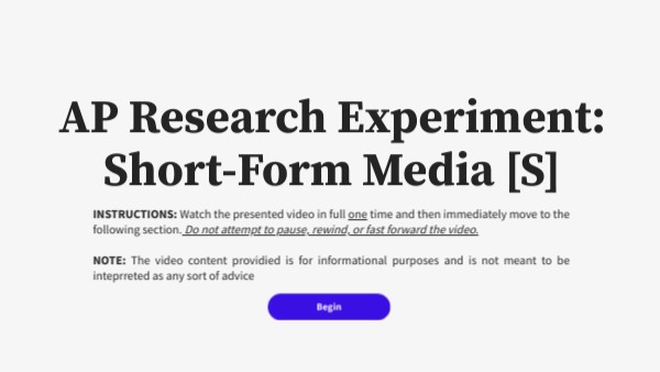 AP Research Experiment: Short-Form Media [S] | Genially