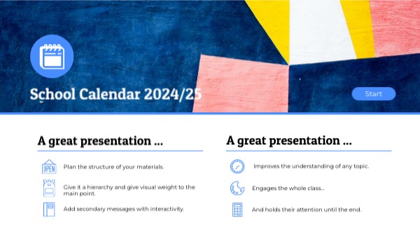 School year calendar | Genially