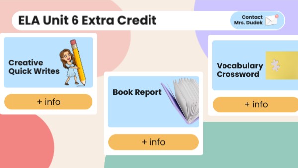 ELA Unit 6 Extra Credit | Genially