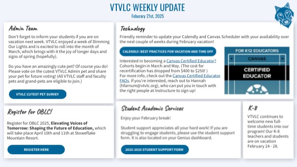 2/21/2025, Weekly VTVLC Update | Genially