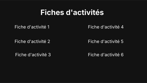 Fiches d'activités | Genially
