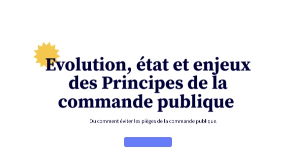 Evolution, état et enjeux des Principes de la commande publique | Genially