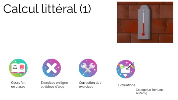 5° chapitre 7 : calcul littéral 1 | Genially