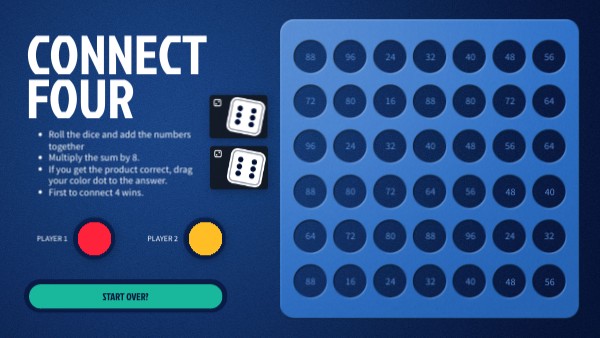 Multiples of 8 Connect Four | Genially