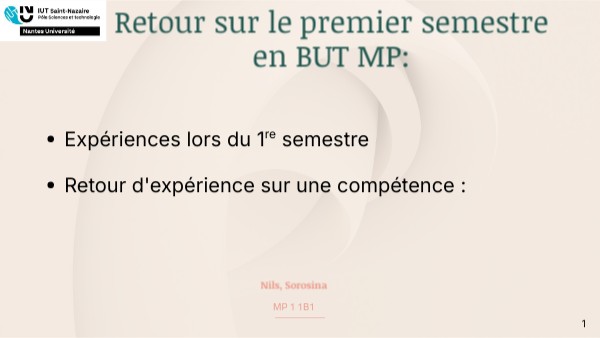 Retour sur le premier semestre en BUT MP: | Genially