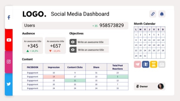 Dashboard social media | Genially