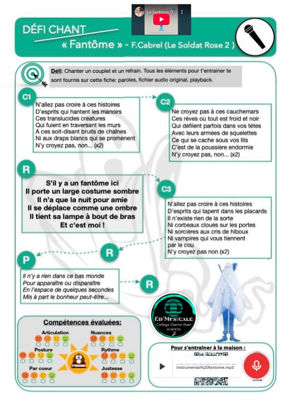 Défi chant Fantôme | Genially