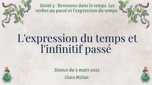 L'expression du temps et l'infinitif passé | Genially