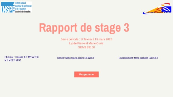 Rapport de stage 3 | Genially