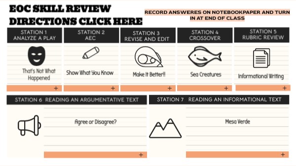 EOC SkILL Review Directions Click Here | Genially