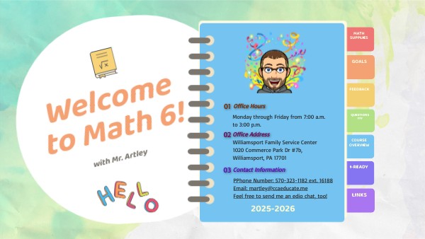 Copy - Welcome to Math 6! 24-25 | Genially