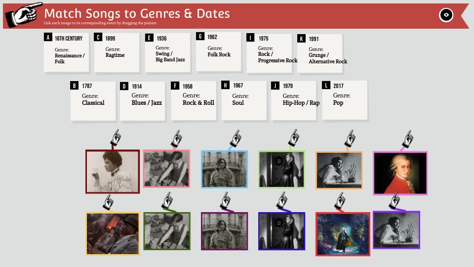 Match Songs to Genres & Dates | Genially