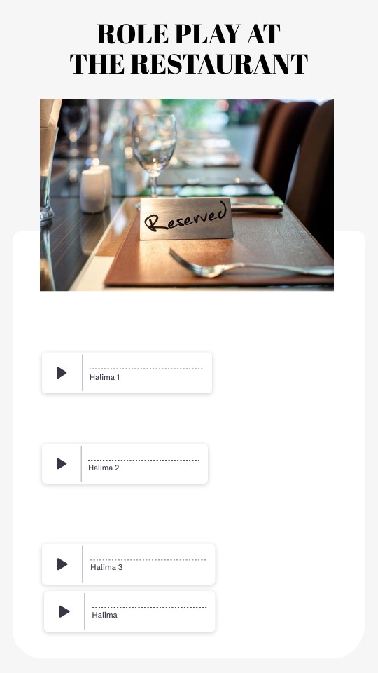 ROLE PLAY ATTHE RESTAURANt | Genially