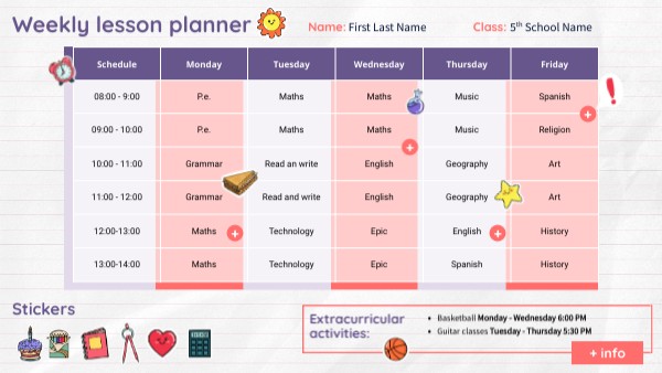 Weekly lesson planner | Genially