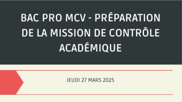 BAC PRO MCV - Préparation de la mission de contrôle académique | Genially
