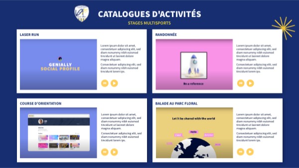 CATALOGUES D'ACTIVITÉS | Genially