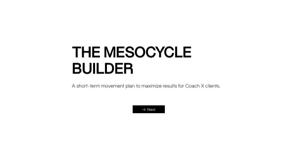 Recovery Mesocycle Builder | Genially