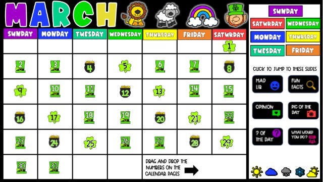 2024 March Morning Meeting Calendars.pptx | Genially