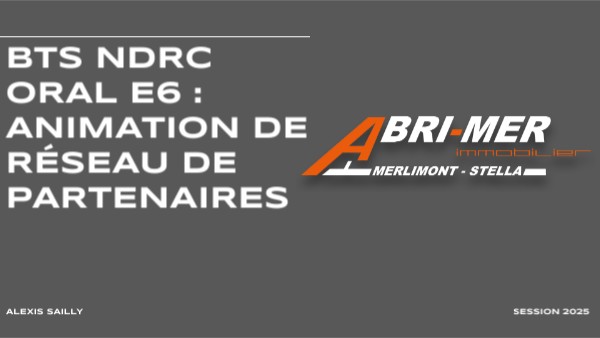 BTS NDRC Oral E6 : Animation de réseau de partenaires | Genially