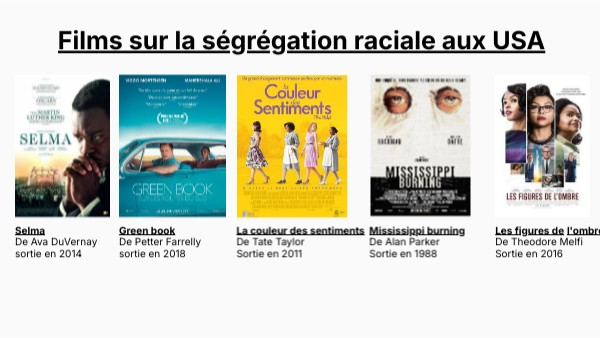 Films sur la ségrégation raciale aux USA | Genially
