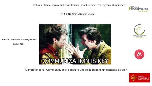 Compétence 6 : Communiquer et conduire une relation dans un contexte de soin | Genially