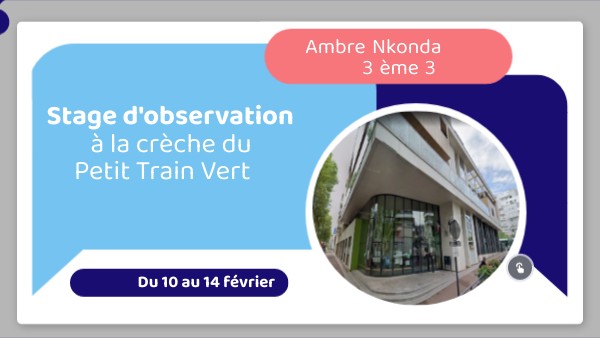 Stage d'observation à la crèche du Petit Train Vert | Genially