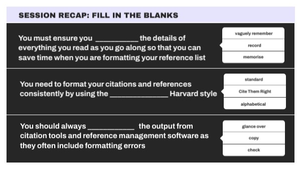 Referencing Takeaways: Fill in the blanks | Genially