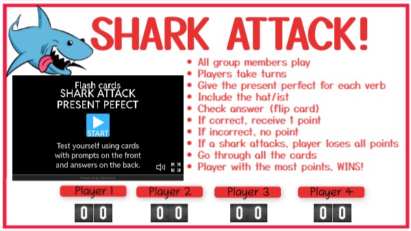SHARK ATTACK GAME PRESENT PERFECT | Genially