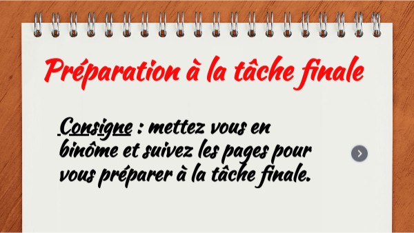 Préparation à la tâche finale | Genially