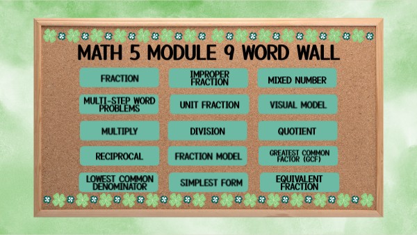 Math 5 Module 9 Word Wall | Genially