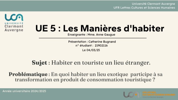 UE 5 : Les Manières d'habiter | Genially