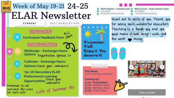 RHS ELAR Newsletter 24-25 | Genially