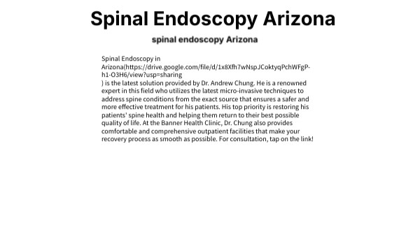 Spinal Endoscopy Arizona | Genially