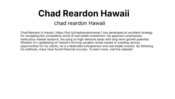 Chad Reardon Hawaii | Genially