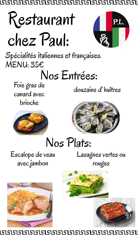 Restaurant chez Paul: | Genially