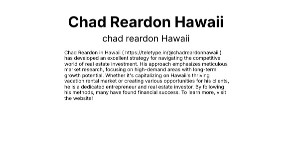 Chad Reardon Hawaii | Genially